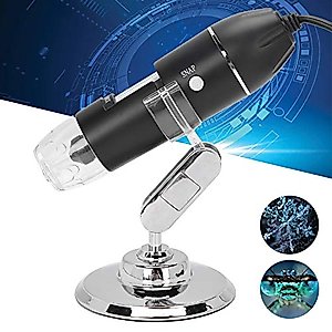 CiCiglow Digital USB Microscope 1600X 8LED Portable Digital Electronic Microscope with Stand Compatible for Windows 7, for Windows 10/10.13