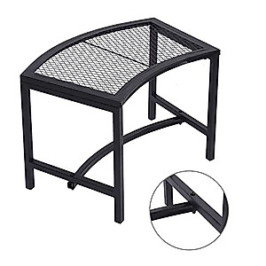 Piamomso Metal Curved Fire Pit Bench, fire Pit Bench Seating, Coated Black Metal Mesh Garden, Patio, Porch and Deck Chair Seating ,Black