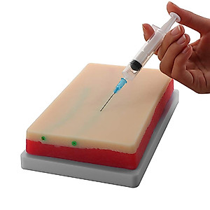 2 Pack Venipuncture IV Injection Training Pad Model, 3 Skin Layers Silicone Human Skin Suture Training Model for Nursing School, 4 Veins Imbedded(Size:7.1" x 4" x 1.1")