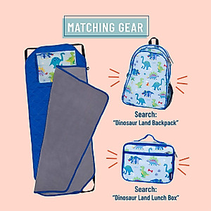 Wildkin Kids Modern Nap Mat with Reusable Pillow for Boys & Girls, Perfect for Elementary Sleeping Mat, Features Elastic Corner Straps, Soft Cotton Blend Materials Nap Mat for Kids (Dinosaur Land)