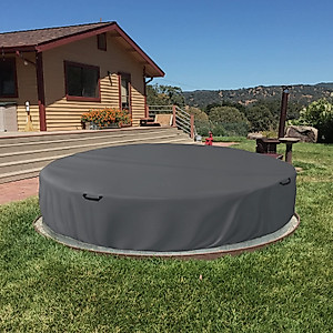 Bitubi 8 Ft Steel Round Stock Tank Pool Cover,Upgraded to Full Coverage to Prevent Rust and Aging(Grey)