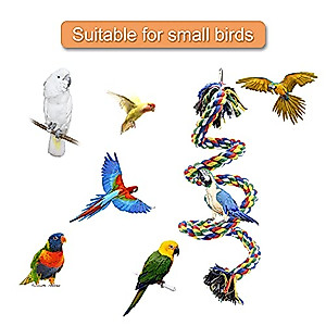 WishLotus Bird Perches, Parrot Colorful Climbing Rope Swing Toys Parrot Stand with Bell and Hanging Clip for Parrots, Budgies, Macaws, Parakeets, and Other Small Birds. (100cm)
