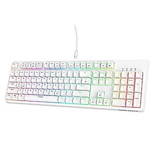 LTC NB1041 Nimbleback Wired Mechanical Keyboard, Hot-Swappable 104Keys RGB Backlit Gaming Keyboard, Red Switch/White