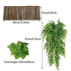 Freiomyi Bearded Dragon Hideout Reptiles Wooden Bridge Bendable Climber Ladder Hide Caves with Hanging Plants Habitat Decor Accessories for Gecko Chameleon Frog Turtle Snake 15.7″×5.9″