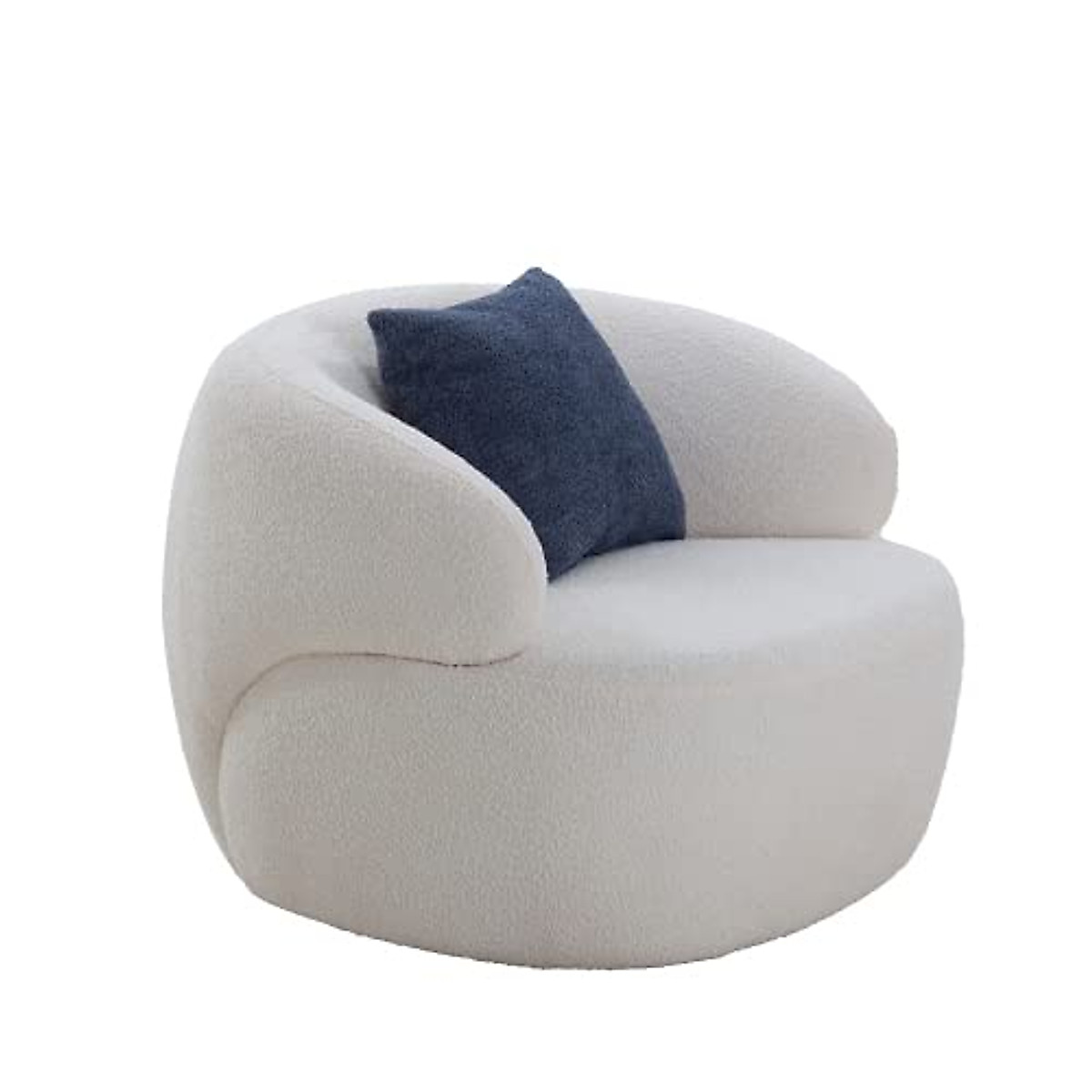 Mid-Century Modern Curved Living Room Sofa, Single Lounge with Pillows, 1-Person Fabric Sofa for Living Room, Office, Apartment, Cafe (Beige)