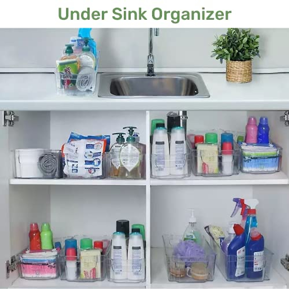 JS HomeDesign - Fridge Organizer, Pantry Organizing and Clear Storage Bins, Cabinet Organizing with Handles