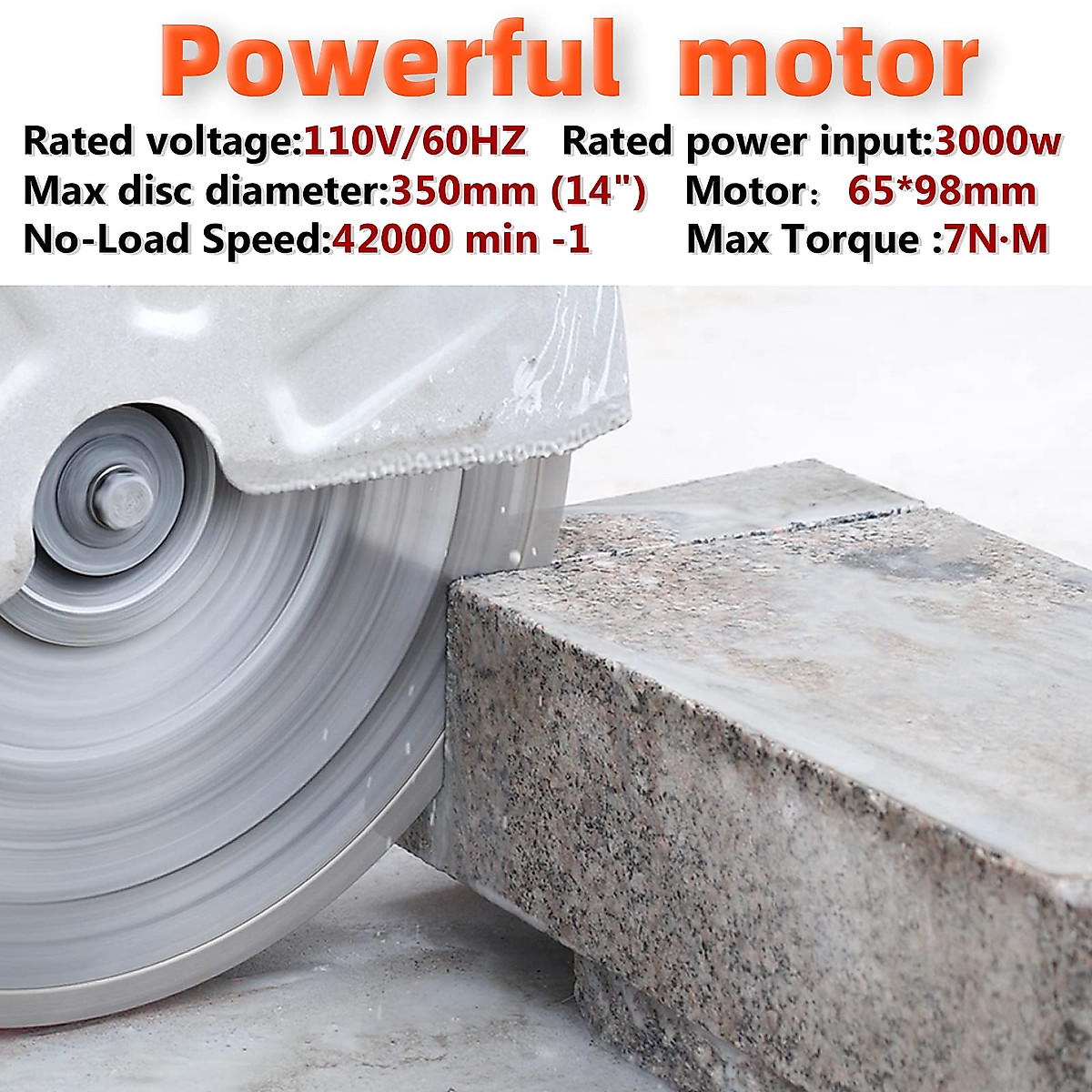 JACKCHEN 14 Inches Concrete Saw Electric Powered 3000W Cut-Off Saw, 110V 4.8" Cut Depth and Electric Grinder With Diamond Blade, Electric Concrete Saw