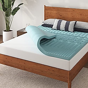 NapQueen 3 Inch 5-Zone Gel Memory Foam Mattress Topper, CertiPUR-US Certified, Twin, Blue