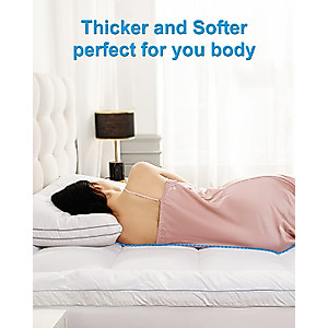 Sunsle Extra Thick Mattress Topper Full Size Mattress Pads Cover, Quilted Fitted Pillow Top with 700GSM Down Alternative Fill 18 Inch Deep Pocket, White Fluffy Bed Topper and Matress Protecter