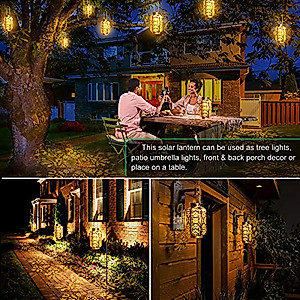 URPOWER Solar Lights Outdoor Metal Solar Lantern Outdoor Hanging Retro Decorative Lanterns with Durable Handle Solar Powered Waterproof LED Table Lanterns Lighting for Yard Tree Fence Patio , 2 Pack