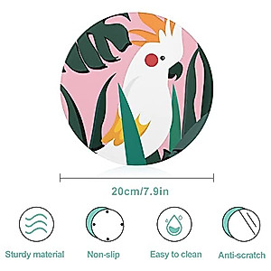 White Parrot Tempered Glass Cutting Board Heat Resistant For Bread Meat Fruit 7.9 in