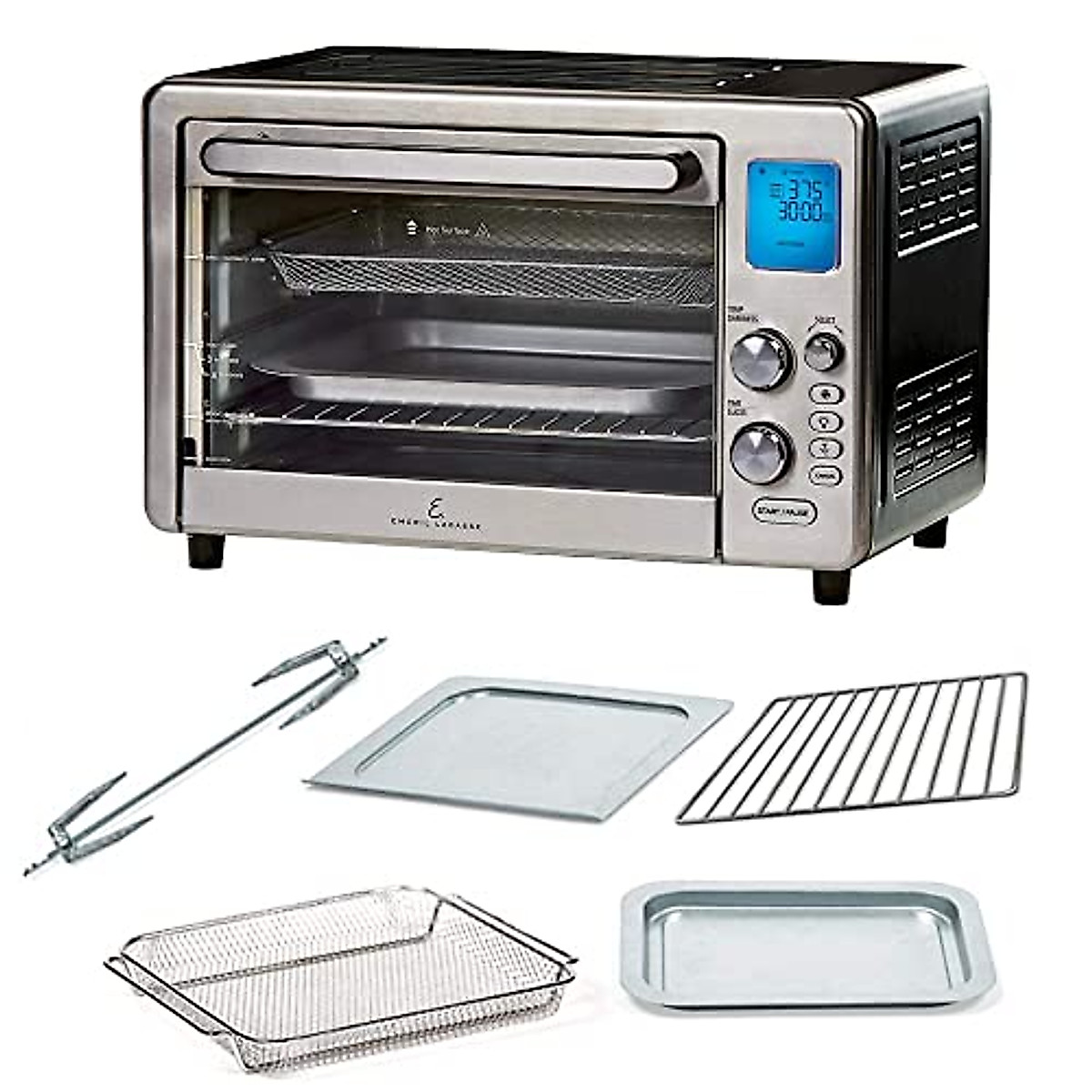 Emeril Lagasse Power Air Fryer 360 Max XL Family Sized Better Than Convection Ovens Replaces a Hot Air Fryer Oven, Toaster Oven, Rotisserie, Bake, Broil, Slow Cook, Pizza, Dehydrator & More. Emeril Cookbook. Stainless Steel. (MAX 15.6” 19.7” x 13”)