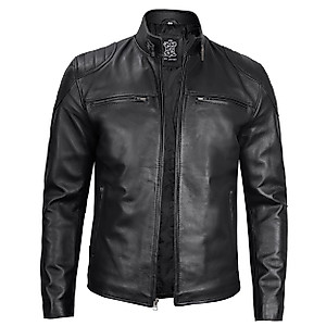Blingsoul Black Biker Leather Jacket Men | [1100625] Vermont - XL