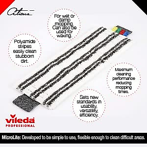 Vileda Professional - Microlite Mop, Microfiber for Smooth Floors, Polyamide Abrasive Strips for Hard to Get Dirt