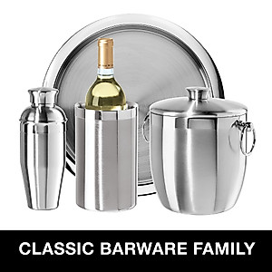 OGGI Double Wall Stainless Steel Ice Bucket - Insulated Ice Bucket with Elegant Steel Lid, Classic Handles & Stainless Steel Ice Tongs - Great for Home Bar, Chilling Beer, Champagne and Wine - 3 qt