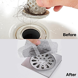 4" X 4" Disposable Shower Drain Cover Hair Catcher Shower Drain Mesh Stickers for Bathroom, Laundry, Bathtub, Kitchen, Sink, Easy to Clean, Can Catch Human and pet Hair (30 PCS)