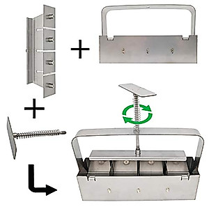 rnairni Manual Quad Soil Blocker & 10" x 7" Plant Growing Trays, Soil Blocking Tool Create 2" Soil Block for Seedlings Greenhouse
