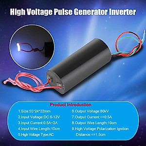 FTVOGUE DC6-12V High Voltage Pulse Generator Transformer Super Arc Pulse Ignition High Temperature Arc Igniter Module 80KV
