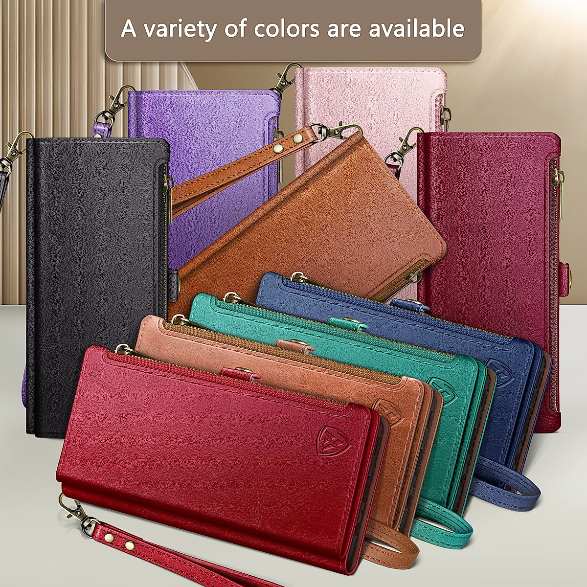 XcaseBar for iPhone XR 6.1" Wallet case with 【RFID Blocking】 Zipper Credit Card Holder, Flip Folio Book PU Leather Phone case Shockproof Cover Women Men for Apple XR case Wine Red