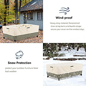 Bitubi 72 Inch Rectangular/Oval Patio Table Cover,Heavy Duty Waterproof Outdoor Table Cover Winter, Patio Furniture Covers, Beige