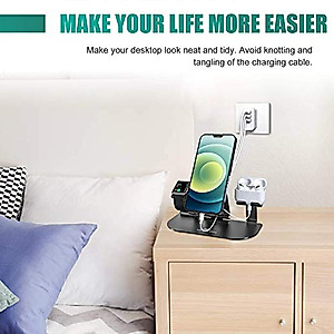 Stand for Apple Watch, [Update Foldable Stand Version] 3 in 1 Adjustable Universal Charger Stand Dock for iPhone 12 Pro Max/11/X/XS/8/ Plus, AirPods, iPad, Kindle and iWatch Series 6/5/4/3/2/1 (Black)