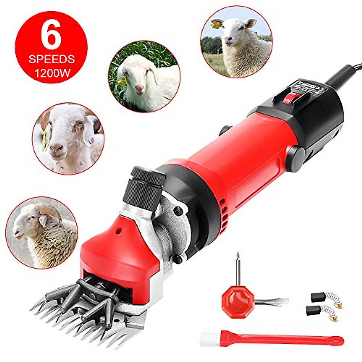 coldwind Sheep Clipper,Professional Heavy Duty Sheep Shearing Machine with 6 Speed,Electric Shearing Machine for Shaving Fur Wool in Sheep Goats Cattle and Other Farm Livestock Pet-Red