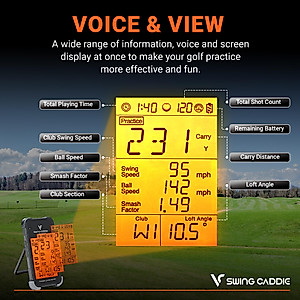 Voice Caddie SC200Plus Portable Golf Launch Monitor and Swing Analyzer with Real-Time Shot Data Tracking - 12-Hour Battery Life