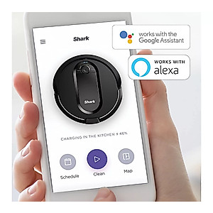 Shark IQ Wi-Fi Robot Vacuum w/ Self-Empty Base & Self-Cleaning Brushroll QR1000 (Renewed) (Black)