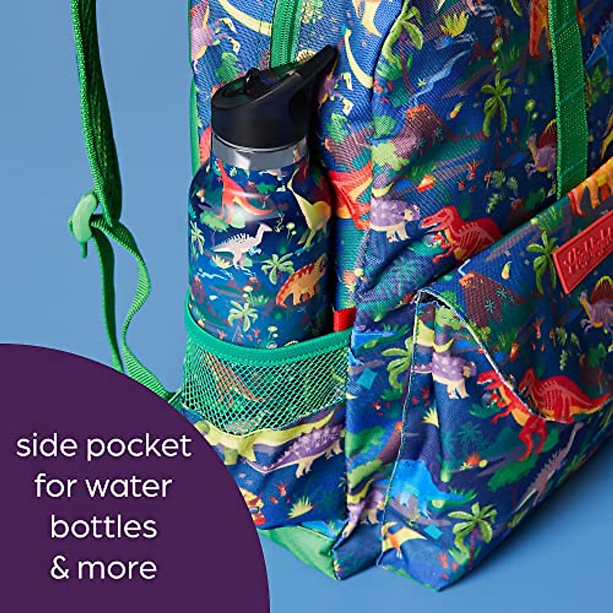 Highlights Backpack for Kids, 17-Inch Weather-Resistant Backpacks for Boys and Girls, Elementary School Kids Bags, Ages 5-9 (Dinosaur Glow-in-the-Dark - Green)