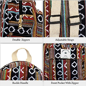 ECOBAWA Hemp Mini Backpack for women Adjustable shoulder strap Mini Bag Washable Lightweight Casual Daypack (Brown)