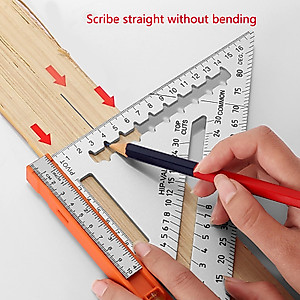 BELOWSYALER Carpenter Square Multifunctional Try Square Metal Aluminium Ruler AnglesGuide Protractor Angles Try Square 45 & 90Degree