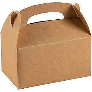 BLUE PANDA Treat Boxes - 24-Pack Paper Party Favor Boxes, Brown Kraft Goodie Boxes for Birthdays and Events, 2 Dozen Party Gable Boxes, 6 x 3.3 x 3.6 Inches