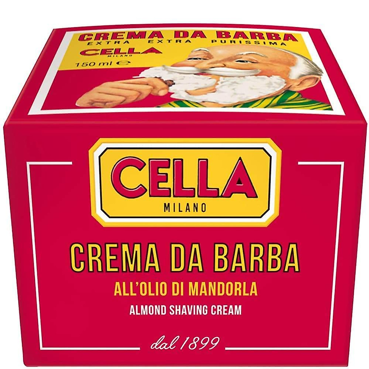 Cella Milano Classic Almond Shave Cream/Soap with Tallow,150 gm, Made in Italy, A favorite of European Barbershops for 125 Years
