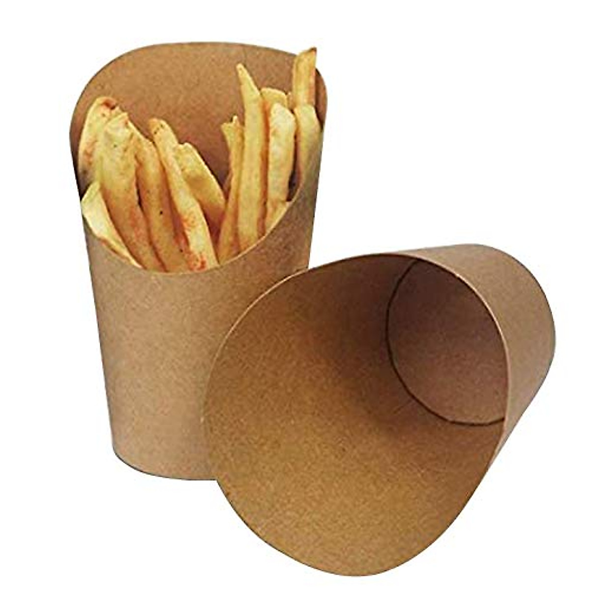 KINGZHUO 50 Pcs French Fries Holder 14oz Charcuterie Cups Disposable Take-out Party Baking Waffle Paper Popcorn Boxes Kraft Paper Cups Holder French Fry Cups Holder Wedding Food Trays Paper Cones