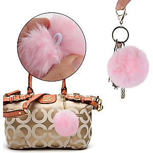Bluecell 10pcs 2.75inch Artificial Rabbit Fur Pom Pom Ball for Handbag Pendant Key Ring Hats Decoration (Pink)