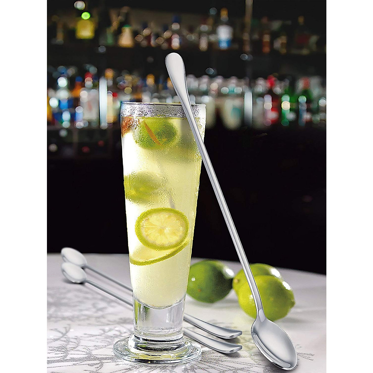 9-inch Long Handle Stirring Spoon, Ice Tea Coffee Spoon, Stainless Steel Cocktail Mixing Spoons - Set of 8