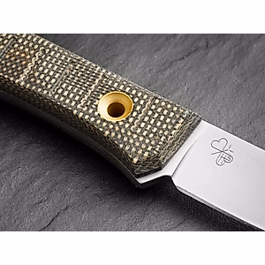 Boker Plus Bark Beetle - 3.62" 1095 Matte Coated Carbon Steel Blade with Olive Green Canvas Micarta Scales and Leather Sheath Designed by Sandor Hegyes - 02BO039