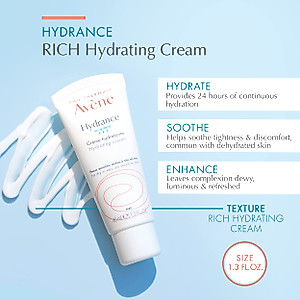Eau Thermale Avène Hydrance RICH Hydrating Cream, Daily Face Moisturizer, Non-Comedogenic, 1.3 Fl Oz (Pack of 1)