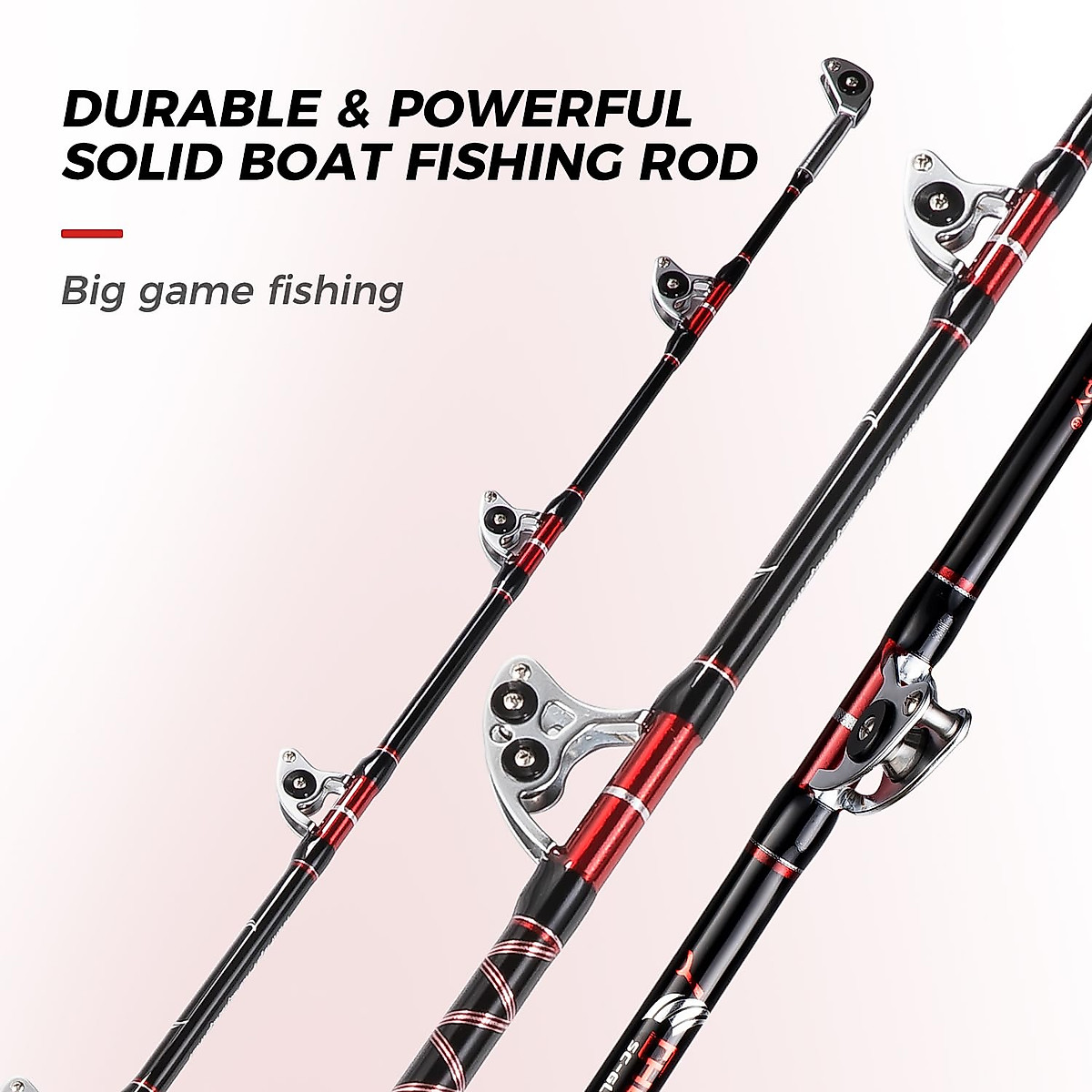 FISHAPPY Bent Butt Trolling Rod Saltwater Offshore Heavy Roller Rod Big Game Conventional Boat Fishing Pole (6' - 80-150lbs - Bent Butt Ⅱ)