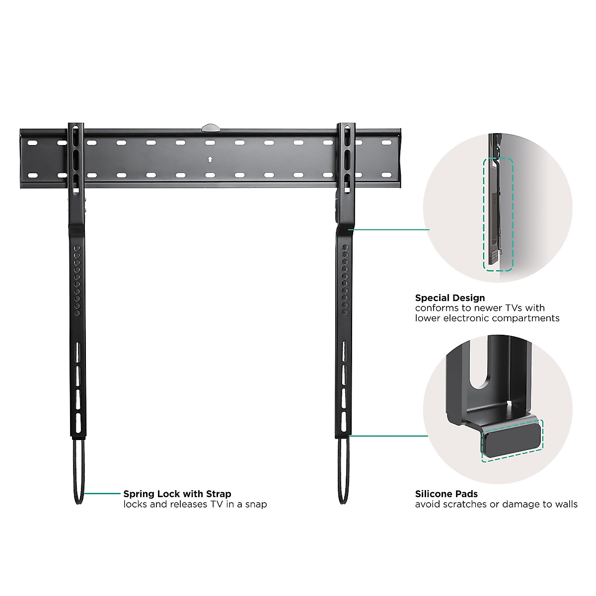 ynVISION.DESIGN Ultra Slim Design TV Wall Mount Bracket for OLED TVs | Compatible with LG and Samsung OLED TVs | 43" - 80" (43"-80", Pack of 1)