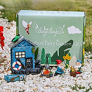 BangBangDa Miniature Fairy Garden Gnomes Decoration – Small Figurines Statue Accessories Gnome House for Outdoor Indoor Home Yard Patio Decor Ornaments Kit Fence Mushroom