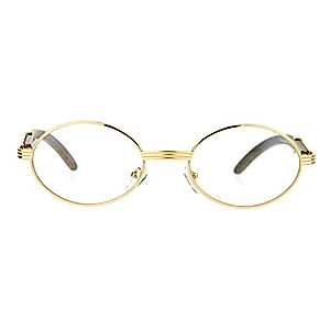 SA106 Art Nouveau Vintage Style Oval Metal Frame Eye Glasses Yellow Gold