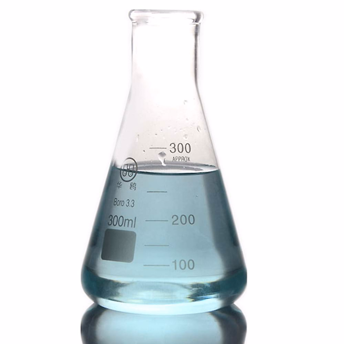 Deschem 2Pcs 300ml, Erlenmeyer Flask,Glass Conical Bottle Narrow Mouth Lab Glassware