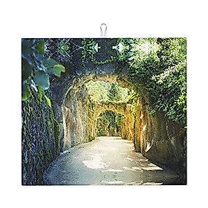 Gasse Printed Drying Mat For Kitchen Ultra Absorbent Microfiber Dishes Drainer Mats Non-Slip Silicone Quick Dry Pad - 18 X 16inch