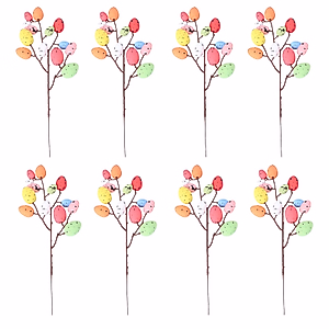 LUOZZY 8pcs Easter Egg Picks Artificial Easter Eggs Branches Flower Picks Fake Eggs Bouquet for Spring Easter Party Garden Yard Home Vase Decor