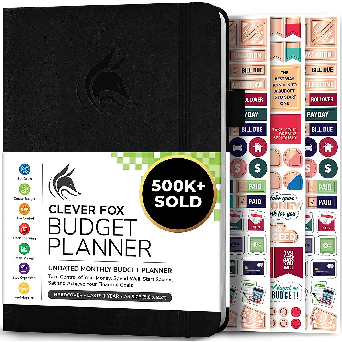 Clever Fox Budget Planner - Undated - Expense Tracker Notebook. Monthly Budgeting Journal, Finance Planner & Accounts Book to Take Control of Your Money. Start Anytime. A5 Size Black Hardcover