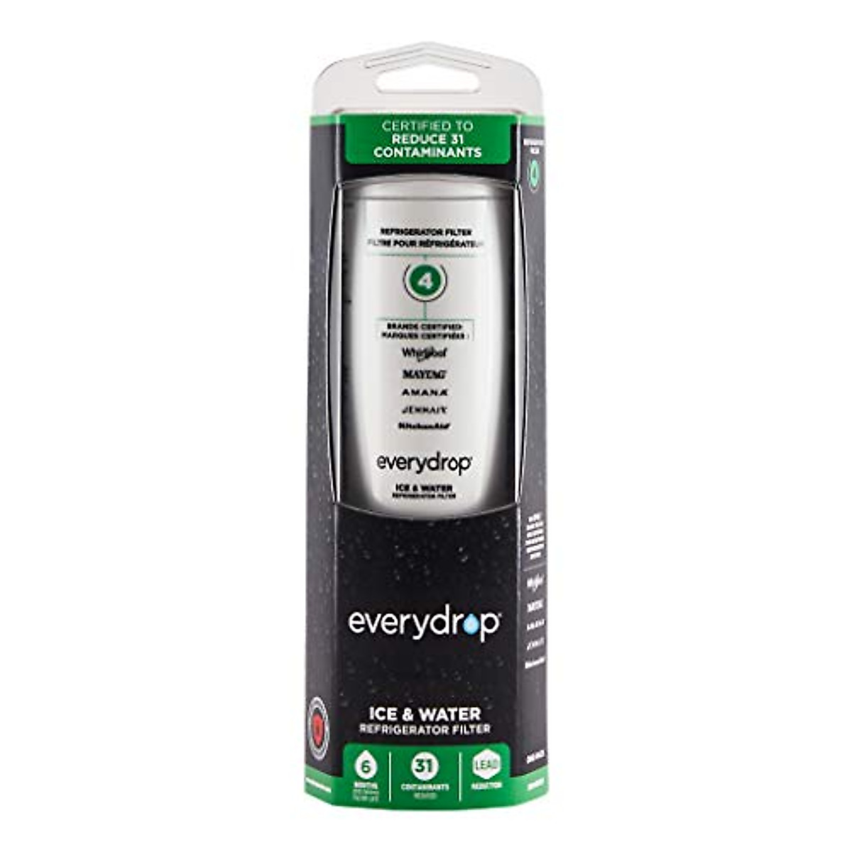 Everydrop by Whirlpool Ice and Water Refrigerator Filter 4, EDR4RXD1, Single-Pack & Affresh Washing Machine Cleaner, Cleans Front Load and Top Load Washers, Including HE, 6 Tablets