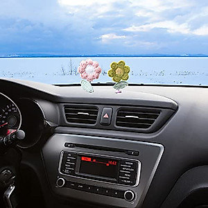 Flower Car Dashboard Decorations,MoreChioce Flower Bobblehead Ornament Car Shaking Head Toy Interior Display Decoration for Home Office Desk SUV Car,Red