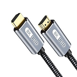 8K HDMI Cable 6 ft, HDMI 2.1 48Gbps High Speed Nylon Braided HDMI Cord with eARC HDR10 4:4:4 HDCP 2.2&2.3, 4K HDMI Cable Compatible with Dolby Atmos Apple Fire LG Samsung TV PS5 PS4 Switch Xbox Roku