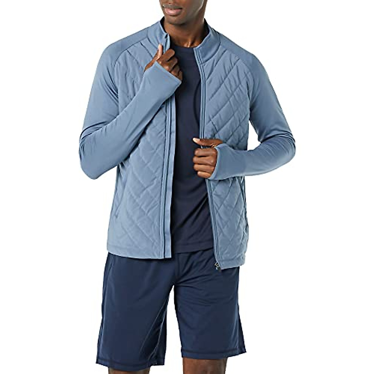 Amazon Essentials Men's Slim Fit Performance Stretch Quilted Active Jacket, Deep Blue, Large